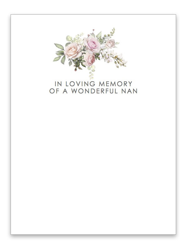 In Loving Memory of a Wonderful Nan Pastel - Heavenly Floral Cards